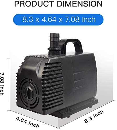 Simple Deluxe 1056GPH 276W Submersible Pump With 15' Cord, Water Pump For Fish Tank, Hydroponics, Aquaponics, Fountains, Ponds, Statuary, Aquariums & Inline