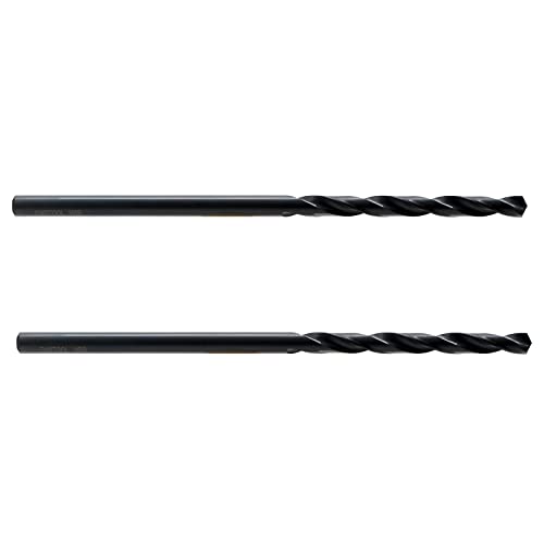 MAXTOOL 1/8"x6" 2pcs Identical Aircraft Extension Drills HSS M2 Extra Long Deep Twist Drill Bits Straight Shank Fully Ground Black; ACF02B06R08P2