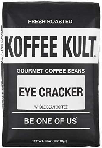 Koffee Kult Eye Cracker Espresso Coffee Beans - Bright, Bold Medium Roast with a Citrus Twist Coffee Crema - Artisan Roasted Fresh 100% Arabica Speciality Grade (Whole Bean, 32oz)
