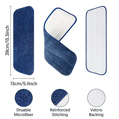 Spray Mops Replacement Heads Compatible with Swiffer PowerMop- MEXERRIS Microfiber Mop Pads Reusable Mop Pads Replacement for Reveal Mops Dust Mop Pads for All Spray Mops & Reveal Mop, 7 Pcs/Set Blue