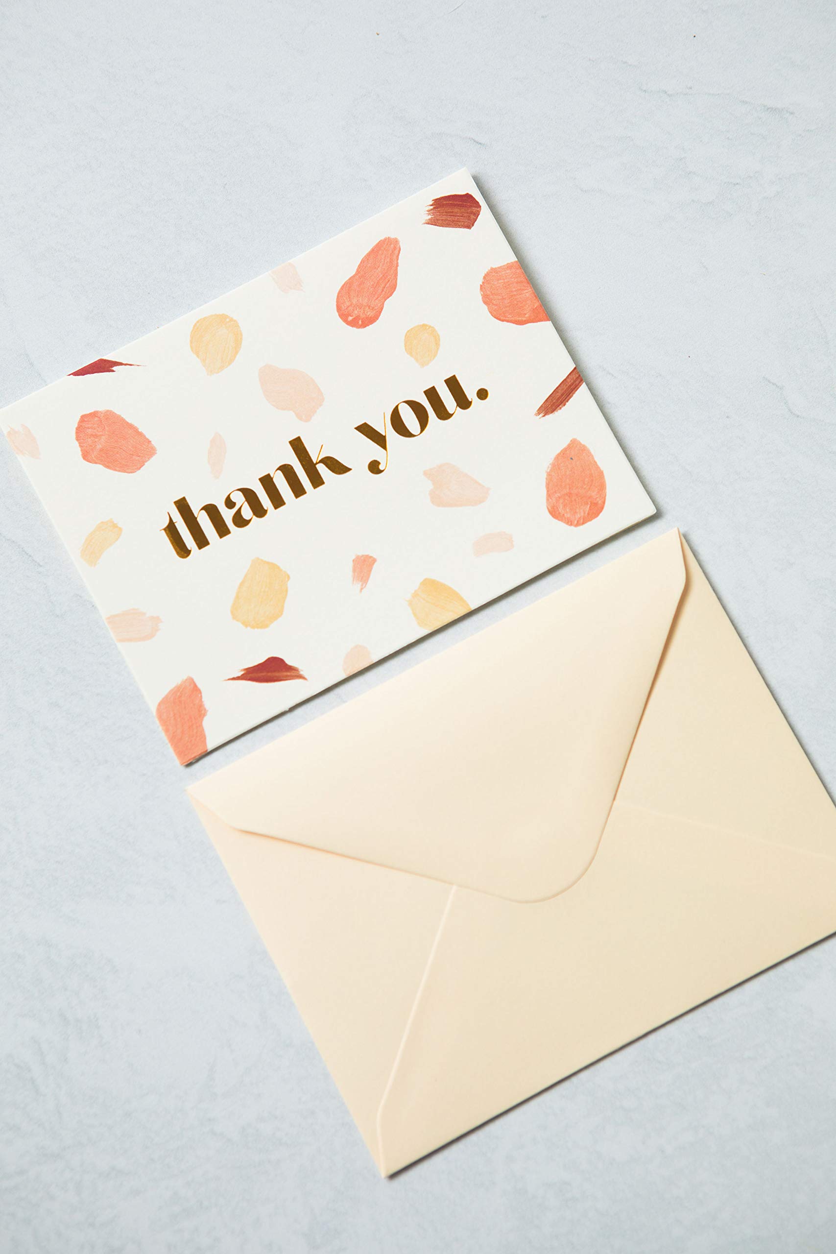 Paper + Bloom Thank You Cards | Baby Shower, Wedding - 48 Blank Gold Foil Notes with Envelope