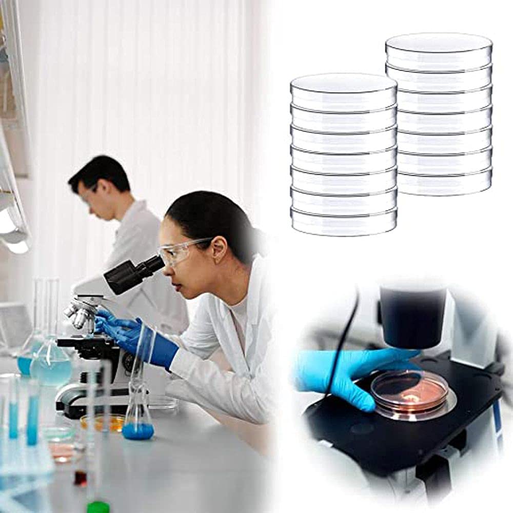 Petri Dishes Scientific Educational Supplies Culture Dish Biological with Lids Plastic Clear Petri Dish(55mm)