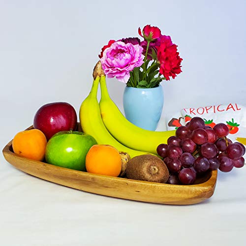 M/W Master's Workshop Acacia Wood Bowl-For Salad,Bread and Decor-Large Rectangular Serving Bowl 12 inch x 6 inch x 2 inch