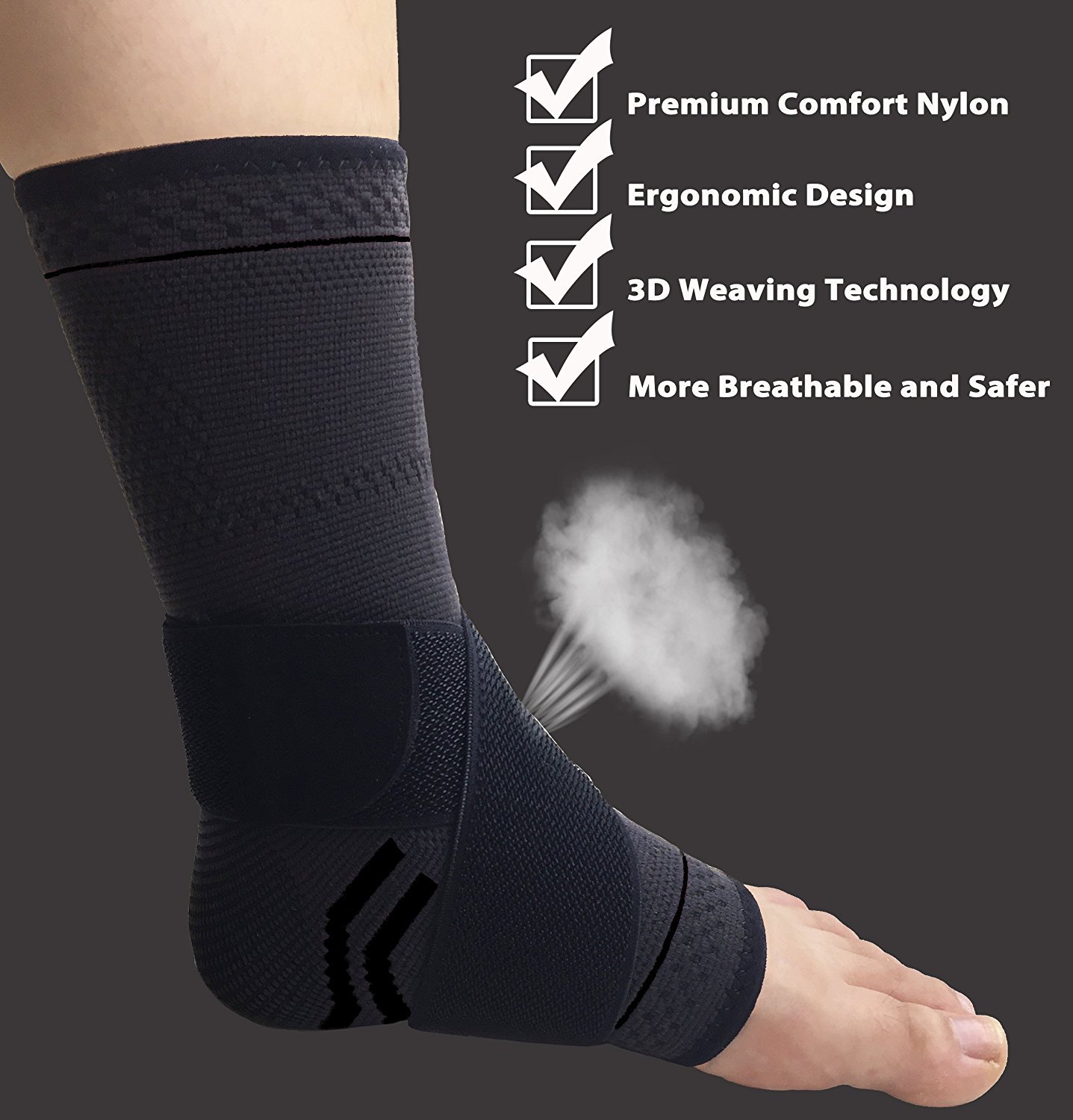 gonicc Professional Foot Sleeve Pair(2 Pcs) with Compression Wrap Support(Large, Red), Breathable, Stabiling Ligaments, Prevent Re-injury, Ankle Brace, Volleyball Protective Gear Ankle Guards