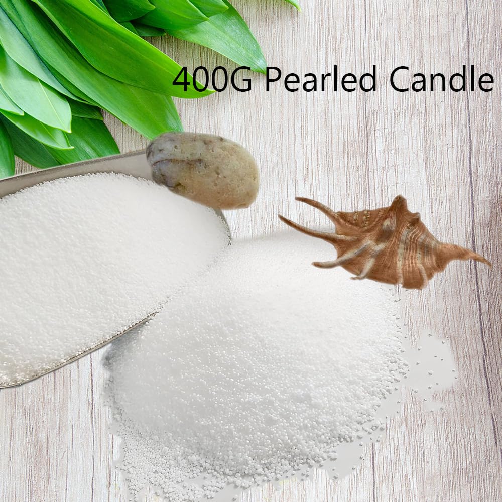 TooGet 400G Pearled Candle, Sand Candle Refillable Unscented Non Toxic Long Time Lasting Powder Candles for DIY Candle Wedding Decor Making