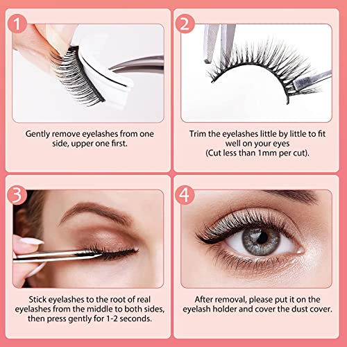 SAOTAENG Reusable Self-Adhesive Eyelashes No Lashes or Glue Needed, False Lashes Stable and Easy to Put On, Natural Look and Waterproof Fake Eyelashes, Gift for Women (3-Pairs)…