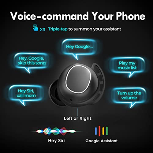 True Wireless Earbuds Call Headphones Deep Bass Bluetooth 5.0 Light Weight Wireless Charging Case IPX7 Waterproof Headset Black