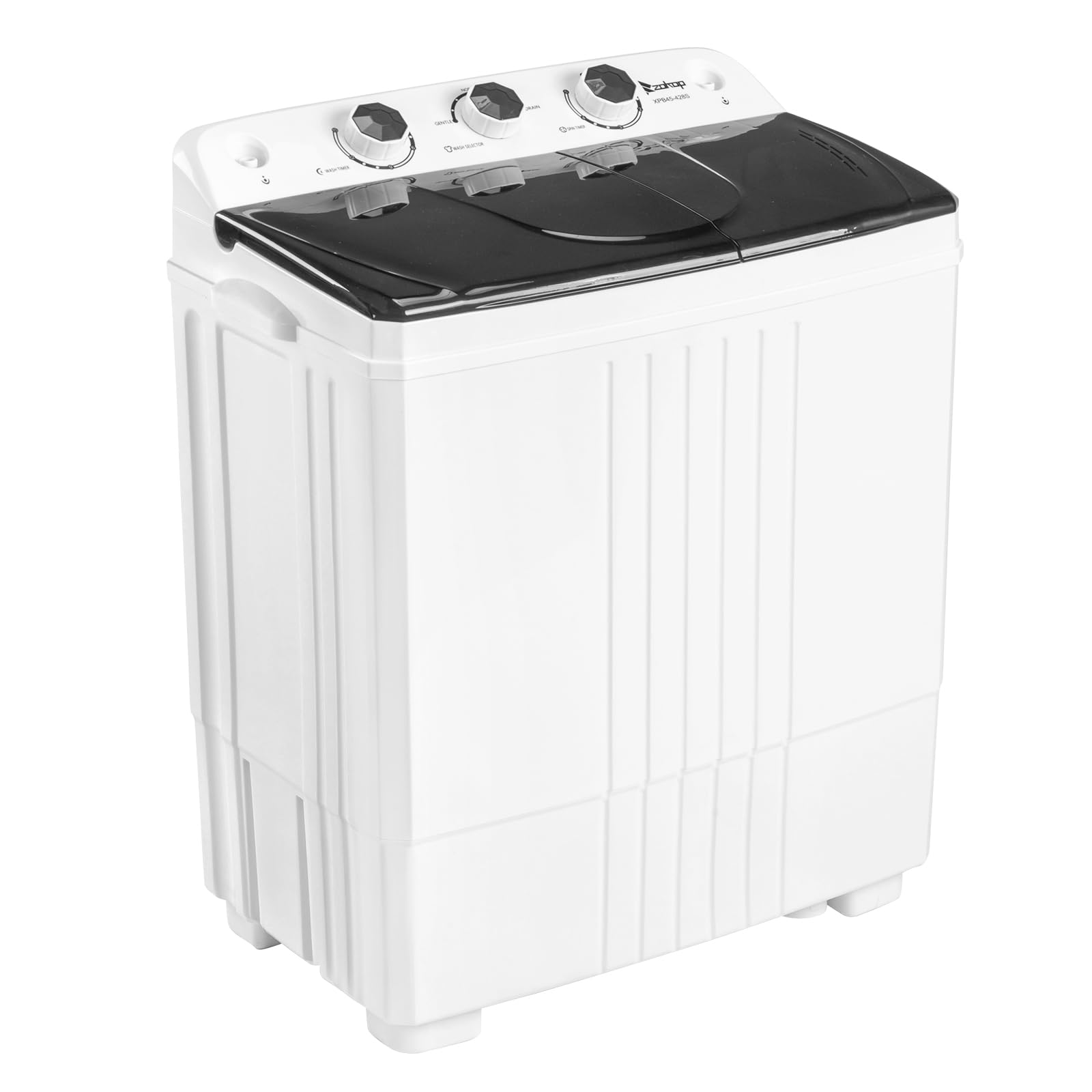 Winado 20LBS Portable Washing Machine, Compact Mini Washer Machine & Dryer Combo, Built-in Gravity Drain, Small Twin Tub Washer with Spin Cycle for Laundry Room, Apartments, Dorms, RV's (Black)