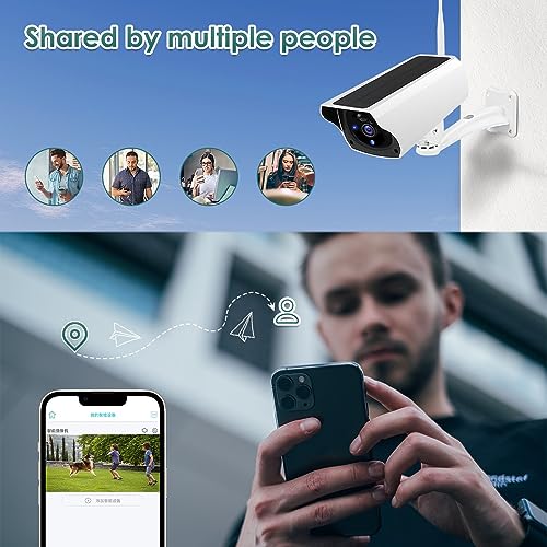 SEWMED 1080P HD Outdoor IP Wireless Security Bullet Camera with Solar Panel 4G/WiFi Home Security Protection Battery Power CCTV Surveillance Two Way Audio (WiFi+SD 64G)
