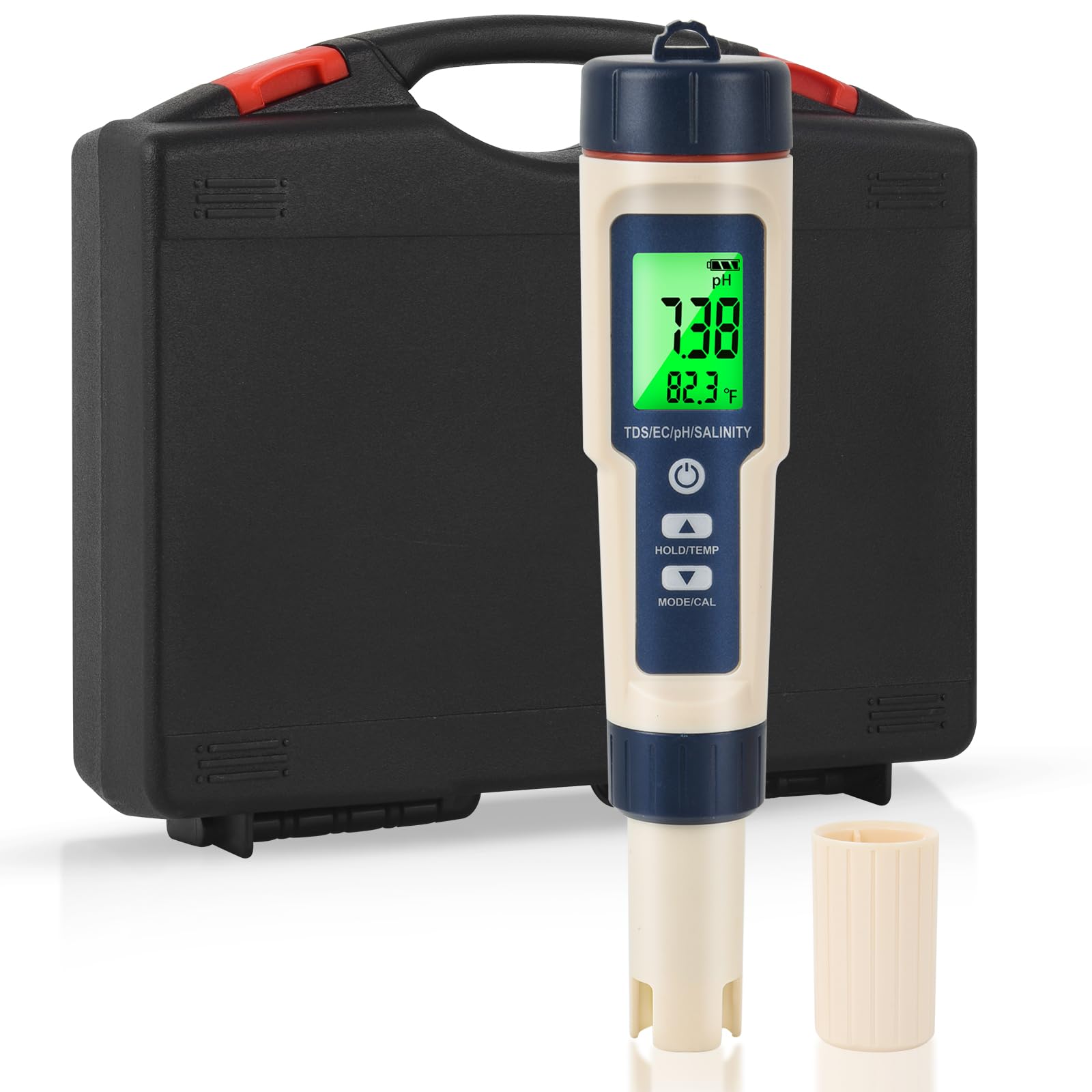PH Meter & TDS Meter, 5 in 1 Salinity PH Temp EC and TDS Tester, 0.01 High Accuracy Digital Display, LCD Backlit, ATC, IP67, for Swimming Pool, Drinking Water, Hydroponics and Aquarium