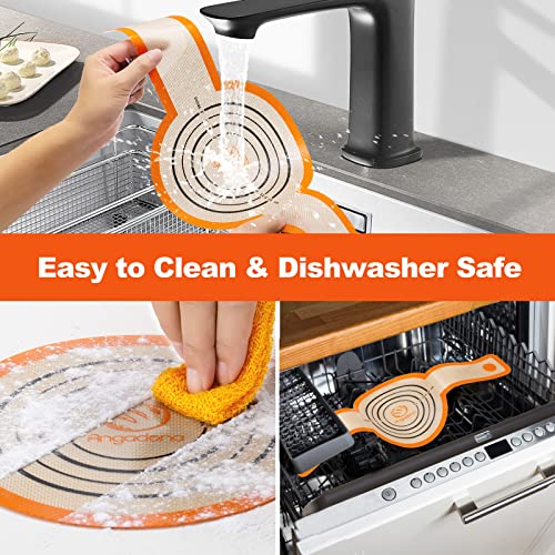 Silicone Bread Sling Dutch Oven - Best Japan Silicone. Non-Stick & Easy Clean Reusable Silicone Bread Baking Mat. With Extra Long Handles Bread Baking Sheet Liner, 2 Orange Set for Transferable Dough