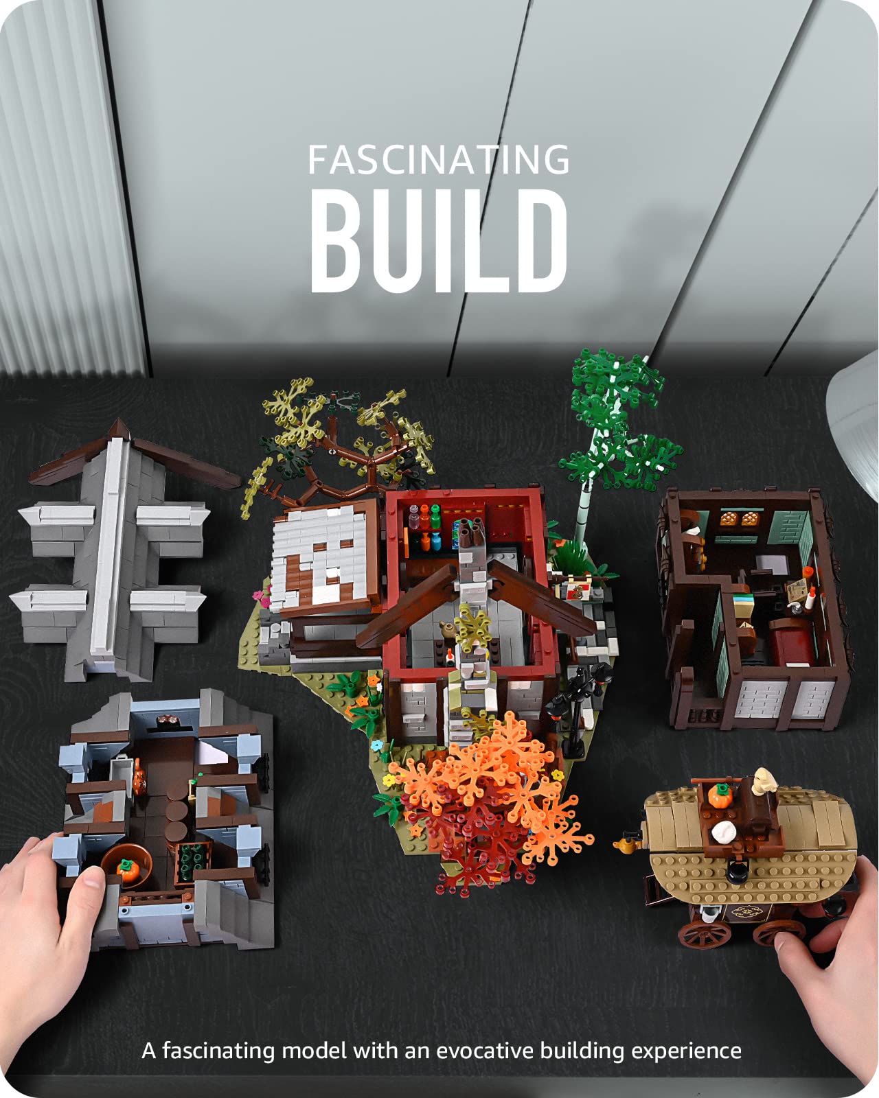 Nifeliz Medieval Hotel, Quaint House Building Set Surrounded by Flowers, MOC Construction Model Toy for Adult Gift Giving (2,710 Pieces)