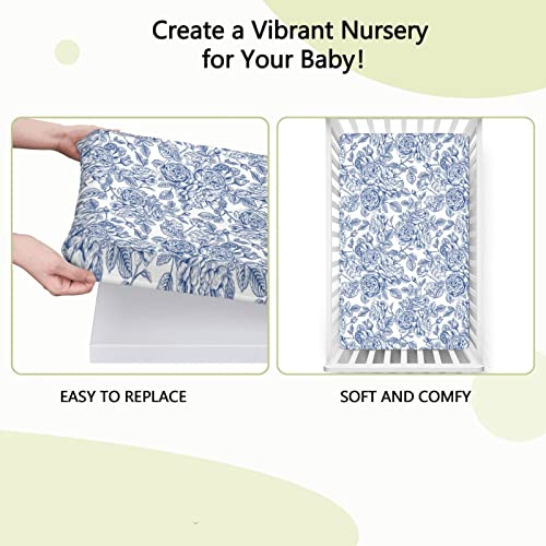 Rose Themed Fitted Crib Sheet,Standard Crib Mattress Fitted Sheet Ultra Soft Material-Baby Crib Sheets for Girl or Boy,28β x52β,Dark Violet White