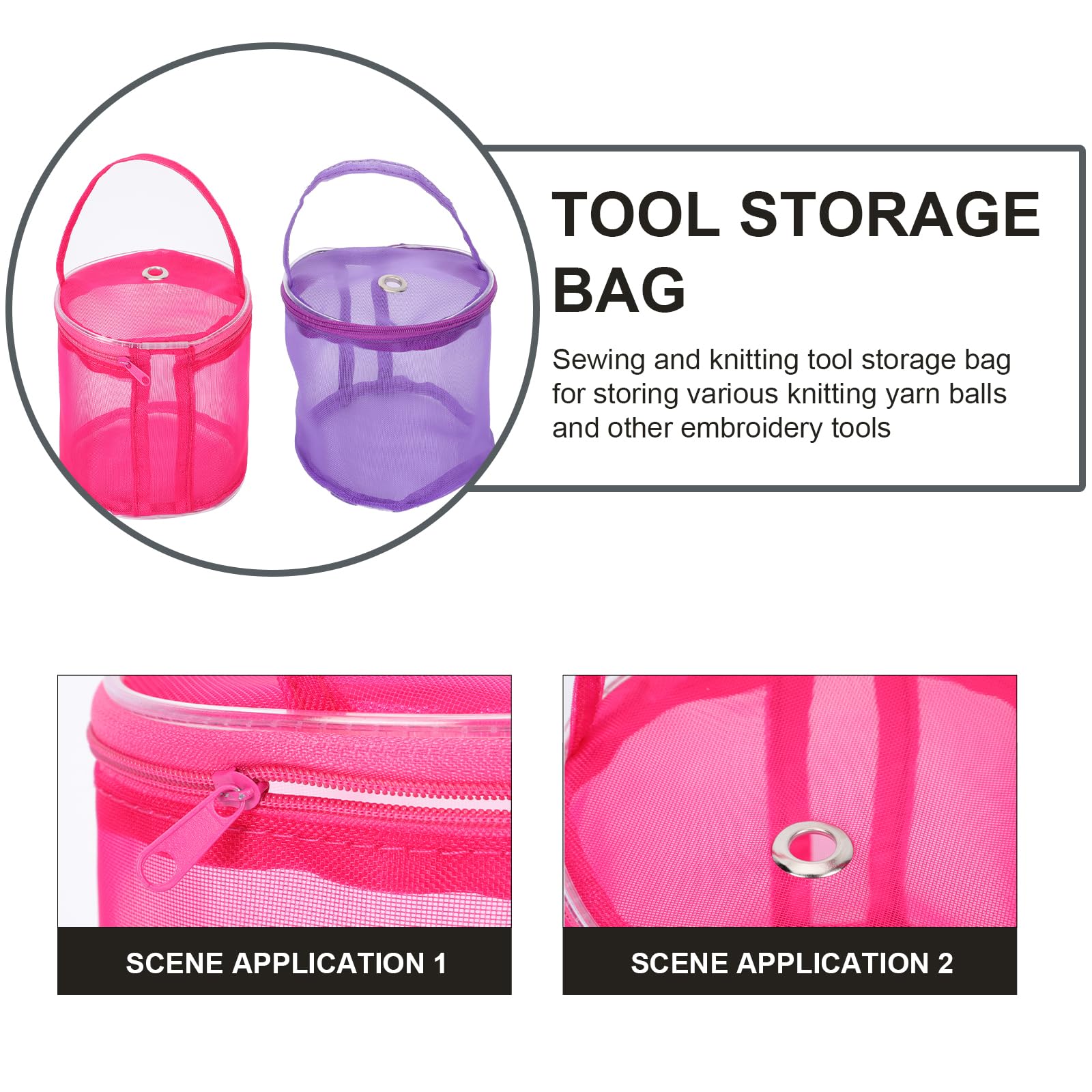 VILLCASE 2Pcs Wool Storage Bag Yarn Ball Holder Yarn Storage Yarn Thread Holder Yarn Ball Dispenser mesh Knitting Bag Multipurpose Tool Portable Yarn Bags Purple to Weave Nylon Handbag