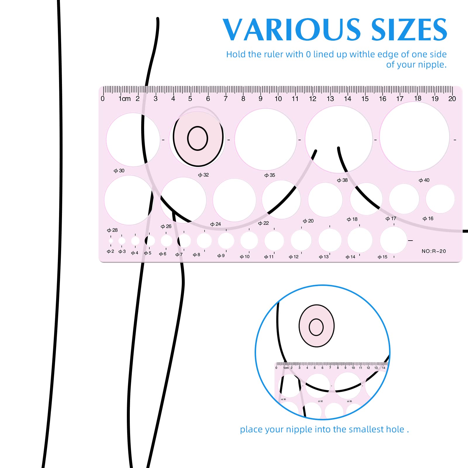 Nipple Rulers for Flange Sizing Measurement Tool, Breast Pump Size Flange Size Measure for Nipples, Breast Pump Sizing Tool - New Mothers Musthaves