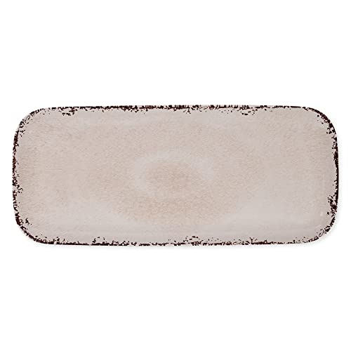 UPware 15 Inch Melamine Rectangle Serving Tray, BPA Free Food Tray (Crackle Cream)