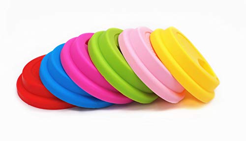 Silicone Drinking Lid Spill-Proof Cup Lids Reusable Coffee Mug Lids Coffee Cup Covers - White 6pcs