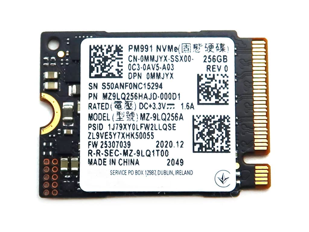 Solid State Drive MZ9LQ256HAJD-000D1 Compatible Replacement Spare Part for Samsung PM991 MZ-9LQ256A 256GB M.2 2230 NVMe PCIe Gen3 x4 SSD