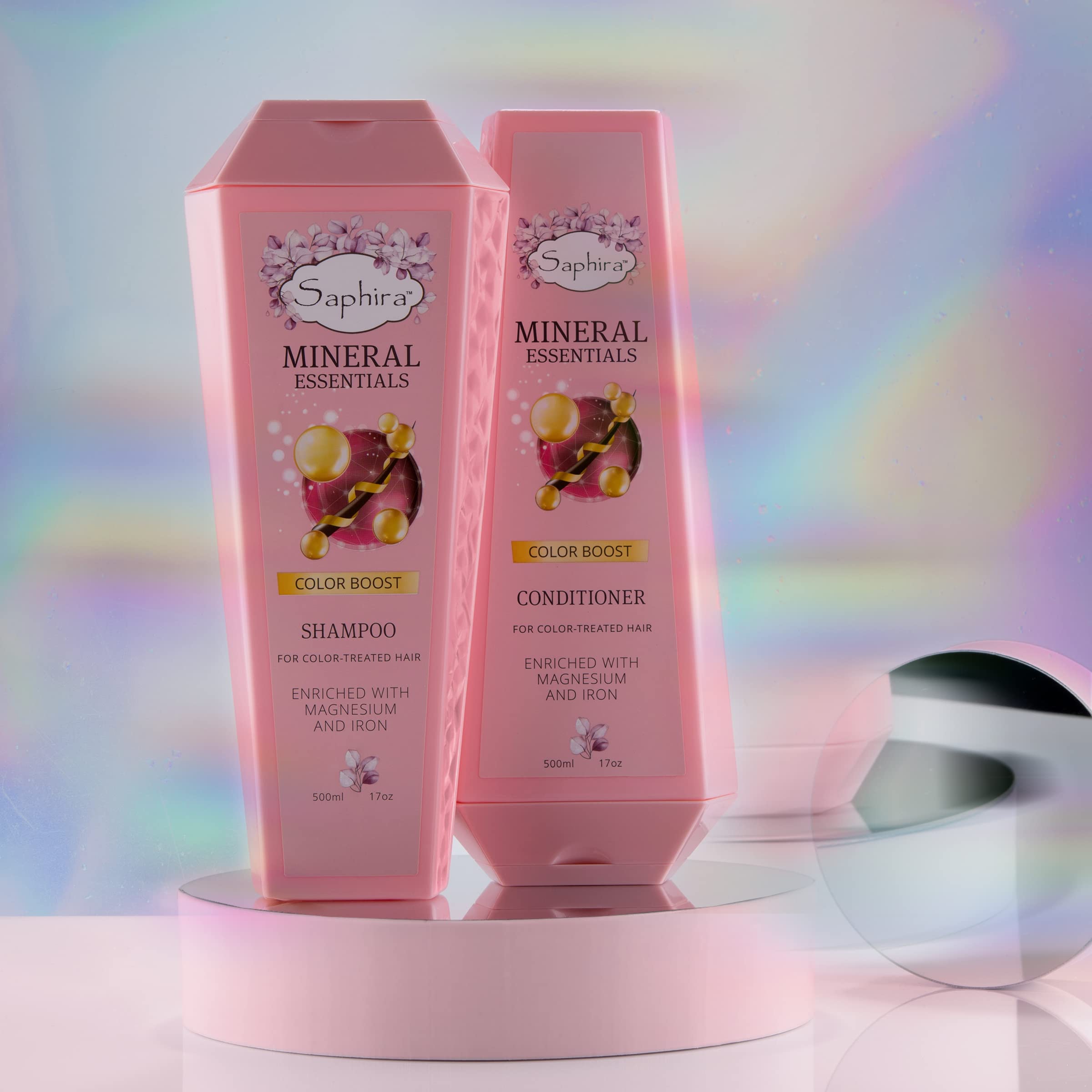SAPHIRA MINERAL ESSENTIALS Color Boost Shampoo, Conditioner, and Leave-In Conditioner Bundle for Color-Treated Hair, Restores, Revives and Protects Dyed Hair