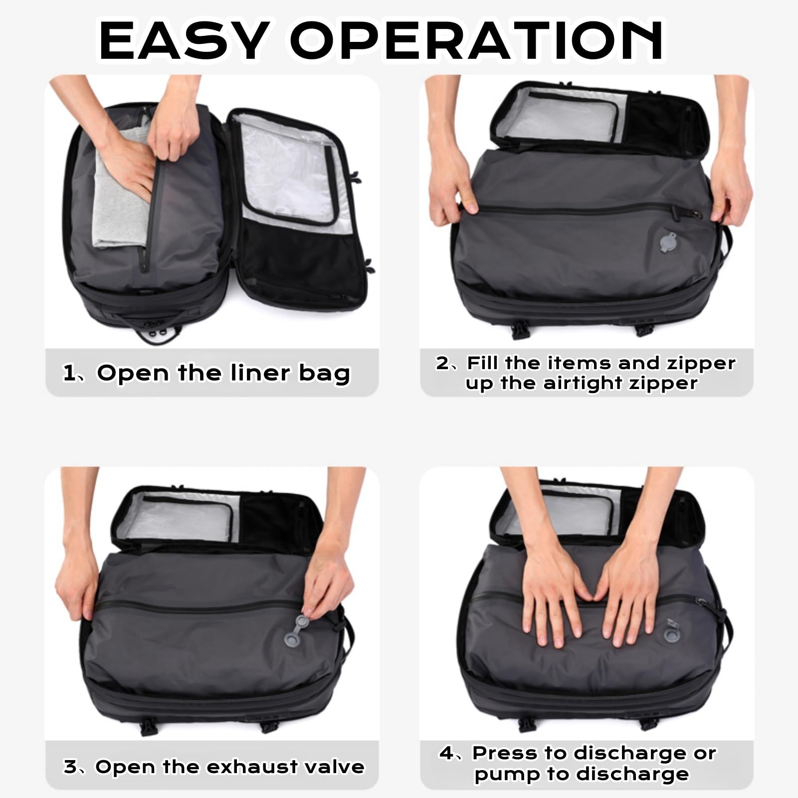 Vacpack Backpack,2025 New 60L Expandable Vacuum Compression Bag with Electric Vacuum Pump, Water Resistant and Anti Theft, Space Saver Bags for Travel Camping(With Air Pump)