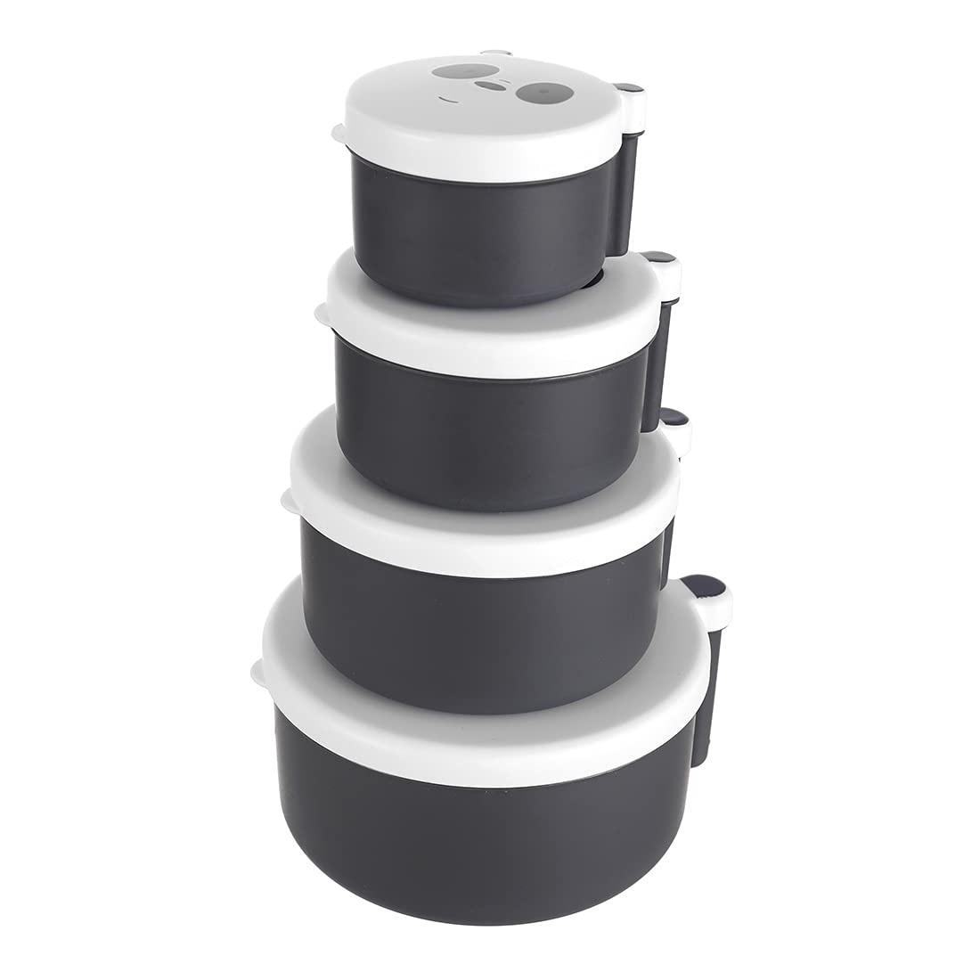 MINISO We Bare Bears Plastic Food Container 4 Pcs Set,Food Storage Box with BPA-FREE Leakproof Bento Lunch Box with Lids for Adults Kids (Panda)