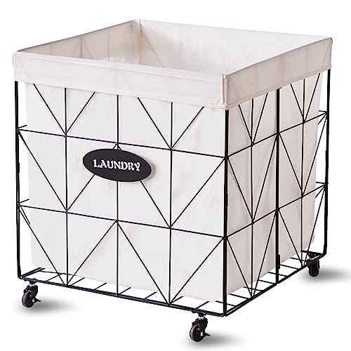 Wimarsbon Shelf Baskets,Storage Basket with wheels,Metal Frame Collapsible Storage Bins,Basket Boxes with Controllers are Easy to Move,Detachable Lined Storag Boxes for Home Organizers (210L-LD-Black)