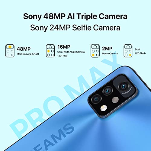 UMIDIGI A11 Pro Max Unlocked Cell Phone, with Sony Camera, 6.8" FHD Full View Screen, 5150mAh Battery Android 11 Smartphone with Dual SIM (A11 Pro Max 4+128G, Mist Blue)