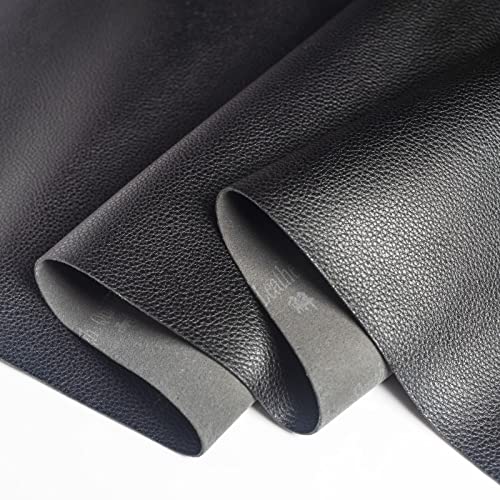 PU Fabric Leather, 1.6mm Thick, Faux Synthetic Leather Material Sheets for Upholstery Craft, DIY Sewing, Sofa, Chair, Handbag, Wallet, Hair Bow, Repairing (1 Yards(54" x 36" ), Black Lychee Pattern