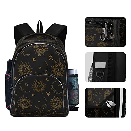 SUABO Boho Bohemian Sun Moon Bookbag for Students Teens Girls Boys,Durable Backpack Schoolbag Rucksack Travel Bag Laptop Backpacks for Elementary Kindergarten College
