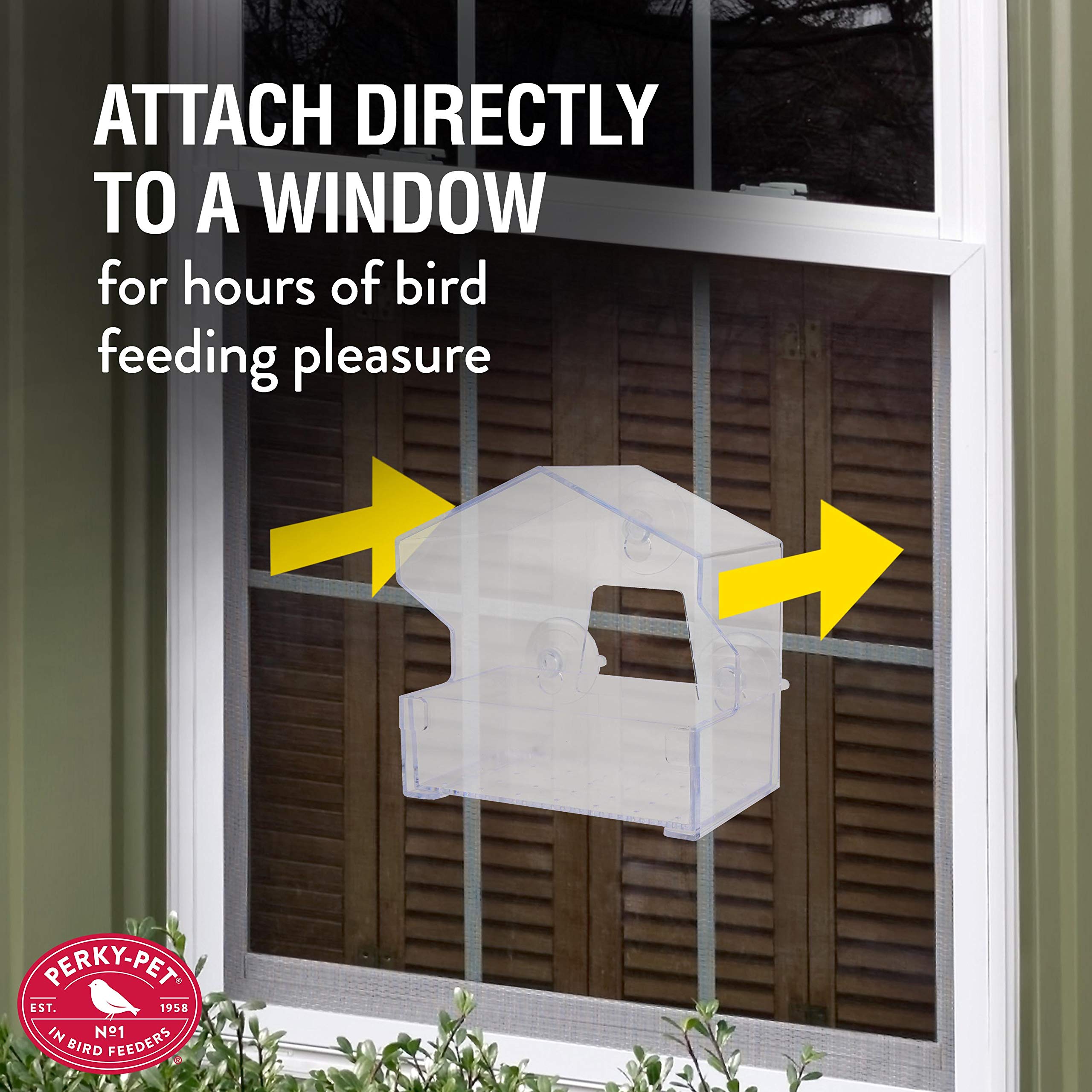 Perky-Pet 345 Clear Outdoor Window Bird Feeder with Strong Suction Cups β 1/2 Lb Seed Capacity