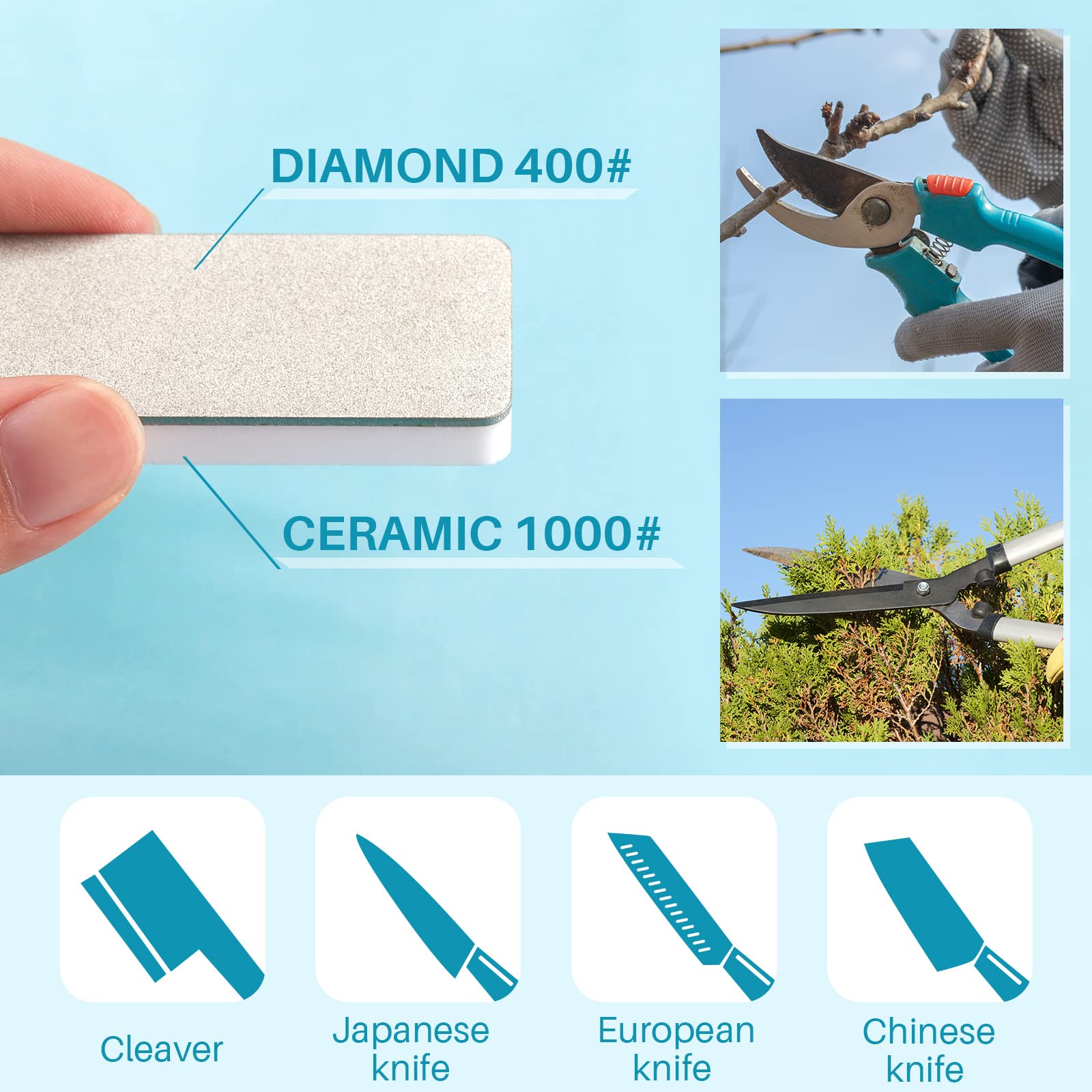 Patelai 2 Pcs Mini Pocket Knife Sharpener Stone Double Sided Diamond Sharpening Stone Whetstone Diamond Ceramic Sharpen Tools for Scissors Knives Outdoor Kitchen Sharpen Tools