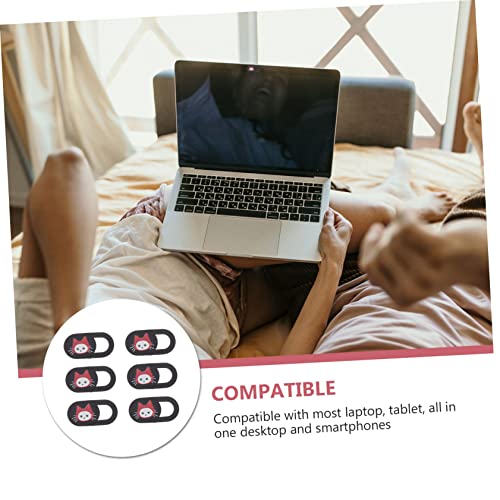 SOLUSTRE Desktop Camera 6pcs Laptop Tablet Cartoon Pattern for Ultra Webcam Shield Lid Thin Cover Blocker Black Cute Cell Privacy Camera Slider Sticker Anti- Cat Web Peeping Anti Sliding Slide