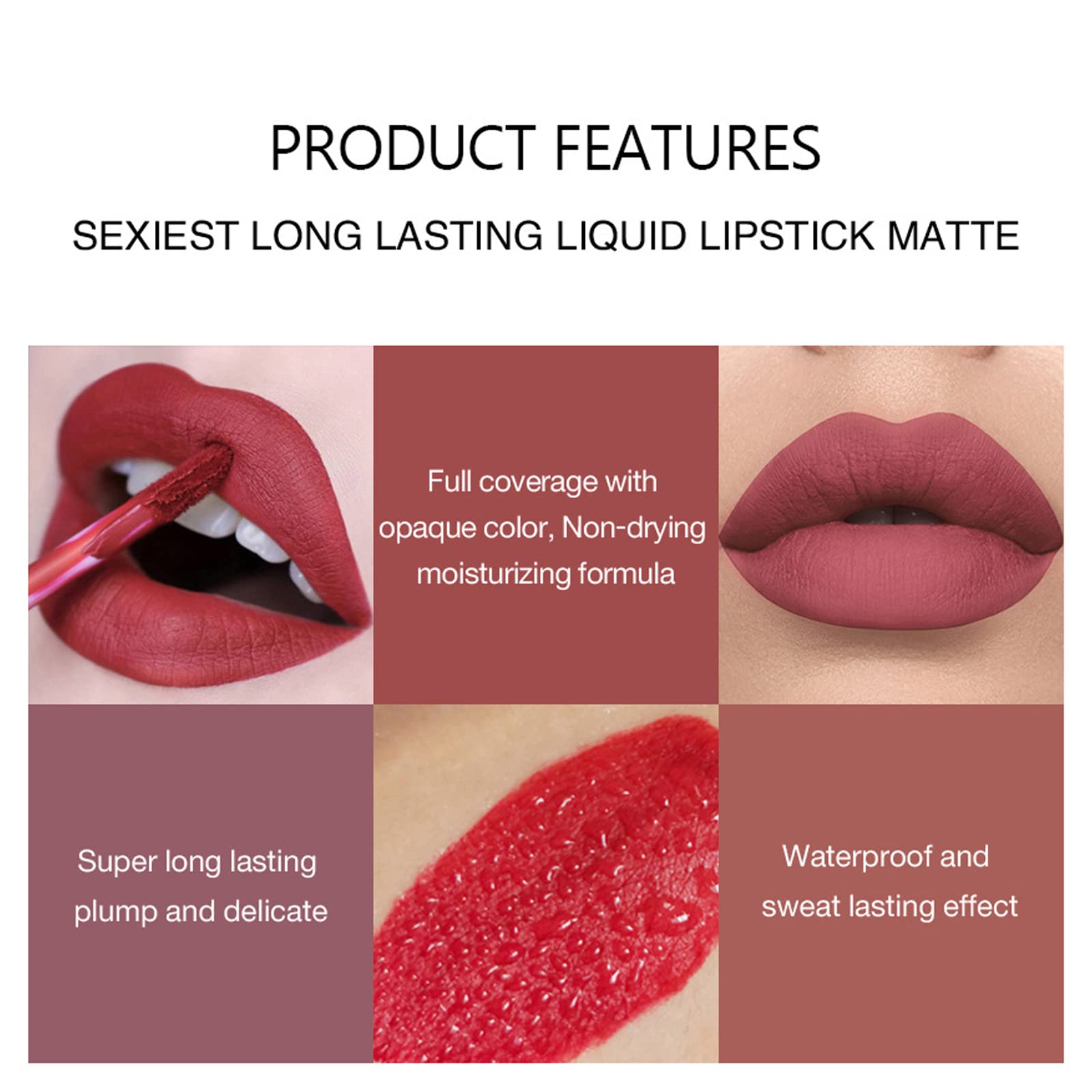 Rechoo Matte Liquid Lipstick Set, 6 Pcs Superstay Mate Ink Waterproof Lip Gloss Beauty Lips Makeup Set (B-New 6 Color)