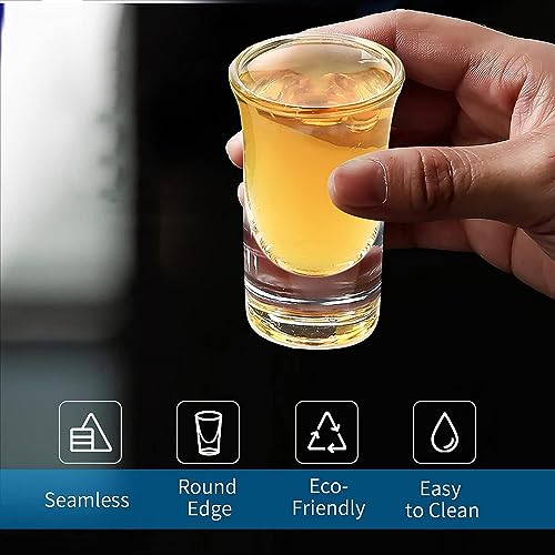 LINALL Shot Glasses 12pcs Shot Glass Set 1oz/30ml Shot Glass Holder Heavy Base for Whisky Tequila 12 Shot Glass Serving Tray (12pcs)