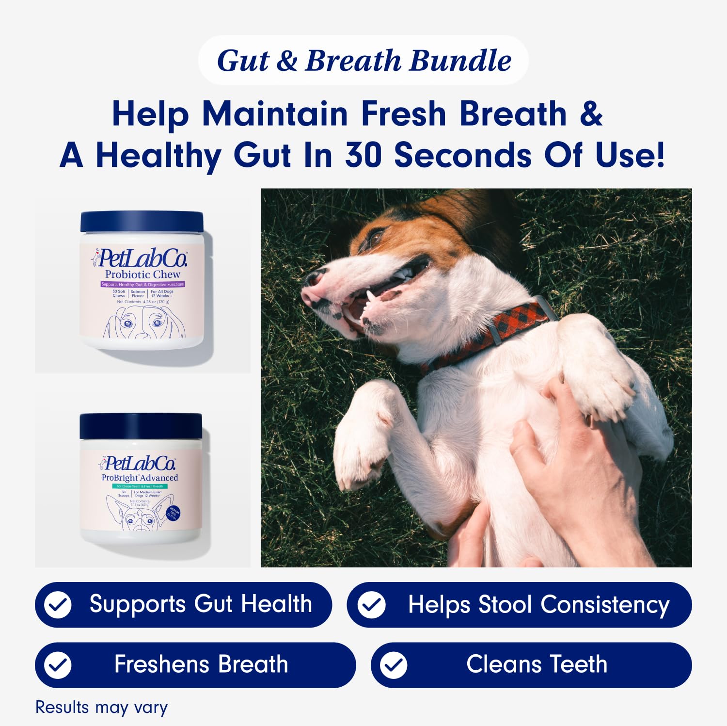 PetLab Co. β Gut & Breath Bundle: Dental Powder for Fresh Breath in 1 Scoop. for Small Dogs & Salmon Dog Probiotics to Support a Healthy Gut - Easy to Use β Innovative Formulas