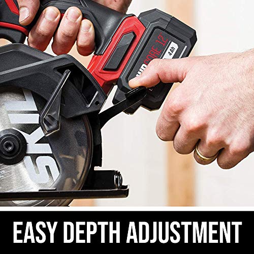 SKIL PWR CORE 12 Brushless 12V Compact 5-1/2 Inch Circular Saw, Includes 4.0Ah Lithium Battery and PWR JUMP Charger - CR541802, Red