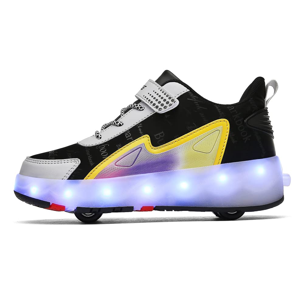 HHSTS Boys and Girls Flash Rechargeable Four-Wheeled Roller Derby Skates Easy to Learn and More Balanced Birthday