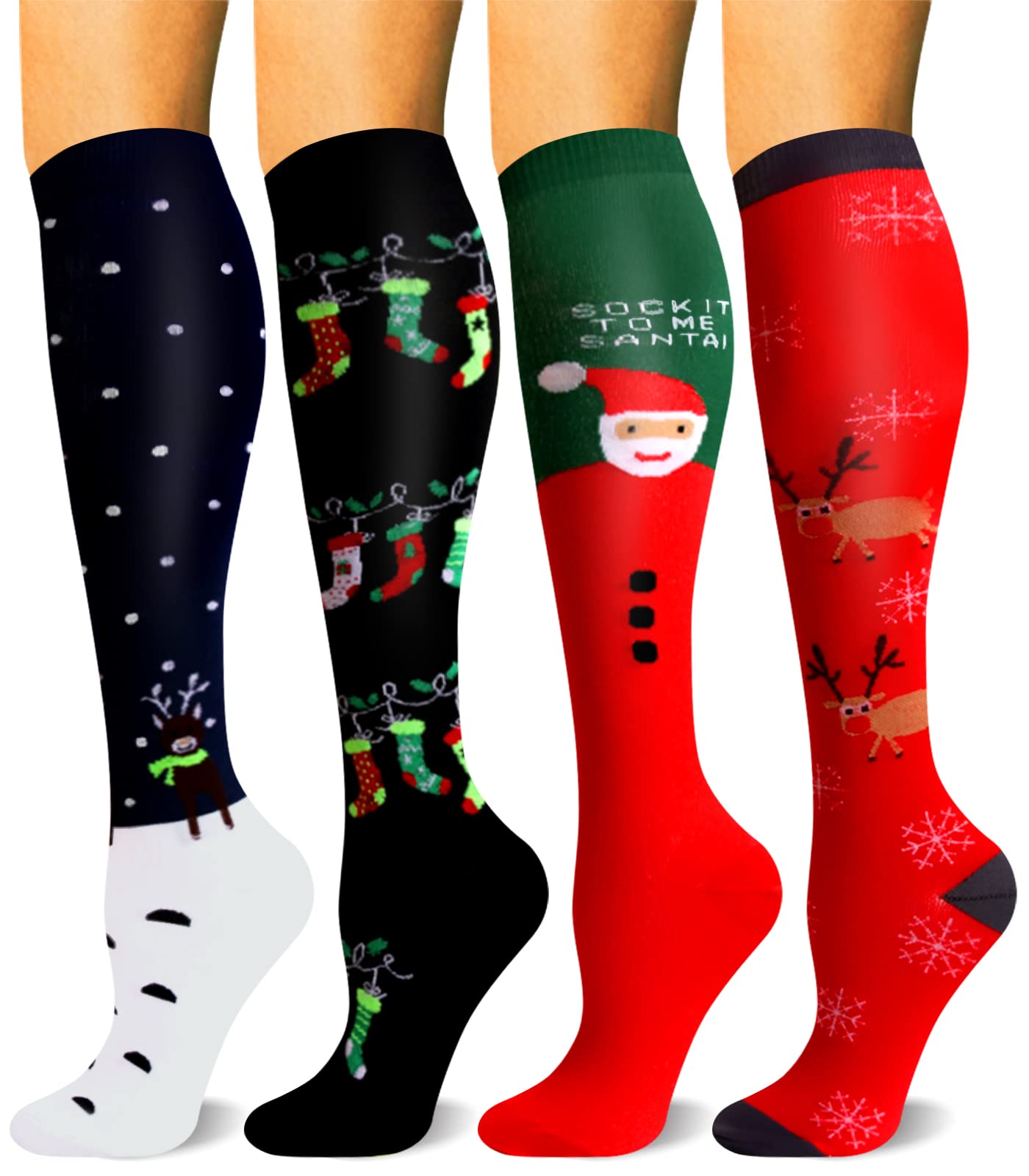 HLTPRO 4 Pairs Compression Socks for Women & Men - Best Support for Medical, Circulation, Nurses, Running, Travel