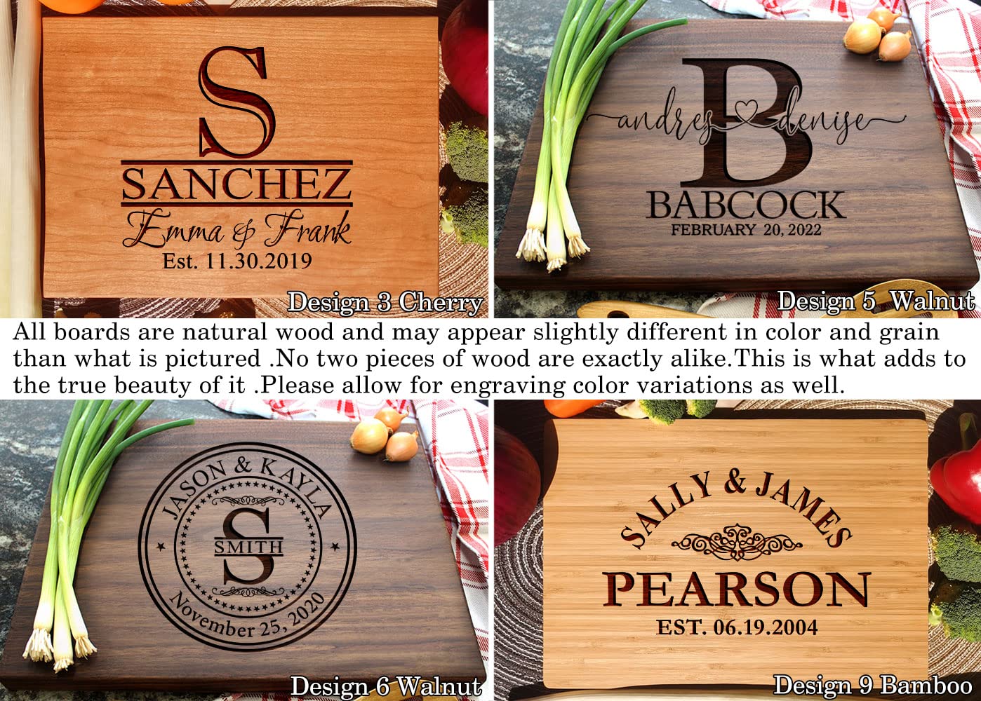 Personalized Cutting Boards, Wooden Custom Engraved Chopping Board for Wedding Gift, Bridal Shower, Engagement Gifts, Anniversary Gift, Housewarming Gift, Gift for Parents