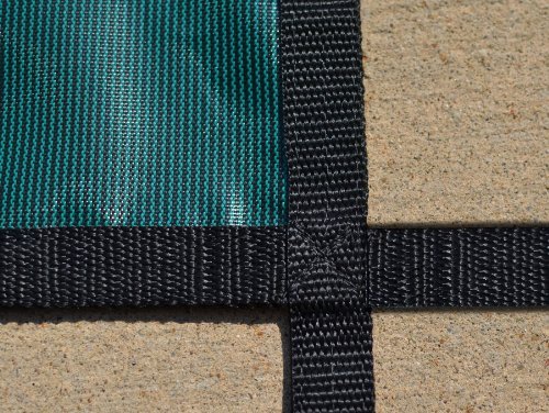 GLI Secur-A-Pool 16 FT X 32 FT Rectangular Mesh Safety Cover System with 3 FT X 6 FT Center End Step, Blue