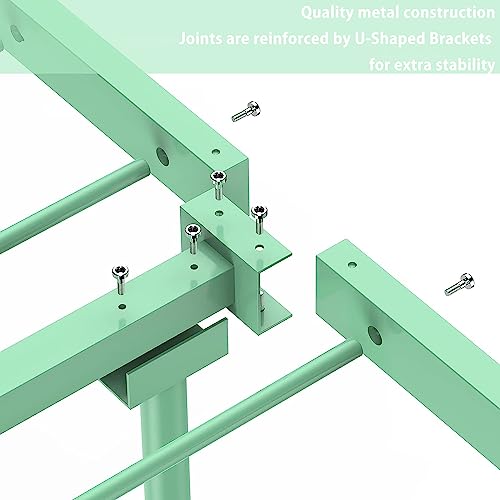 Twin Bed Frames with Storage for Girls Twin Beds for K'ids Metal Platform Bed Frame/Mattress Foundation/No Box Spring Needed/Steel Slat Support, Green