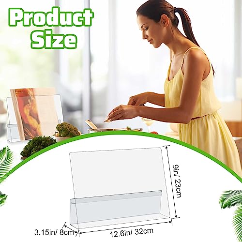 Sintuff 2 Pieces Acrylic Cookbook Holder Stand Clear Cookbook Holder for Kitchen Counter Transparent Recipe Book Stand Easy Viewing Tablet Holder, Fit for Cooking Baking Reading Displaying