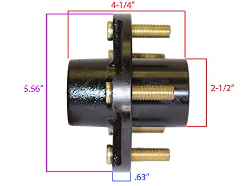 RIGID HITCH INCORPORATED Pair of 5-Bolt on 4-1/2 Inch Hub Assembly (AKSQ-2000545) Includes (2) Square Stock 1 Inch Straight Spindles & Bearings