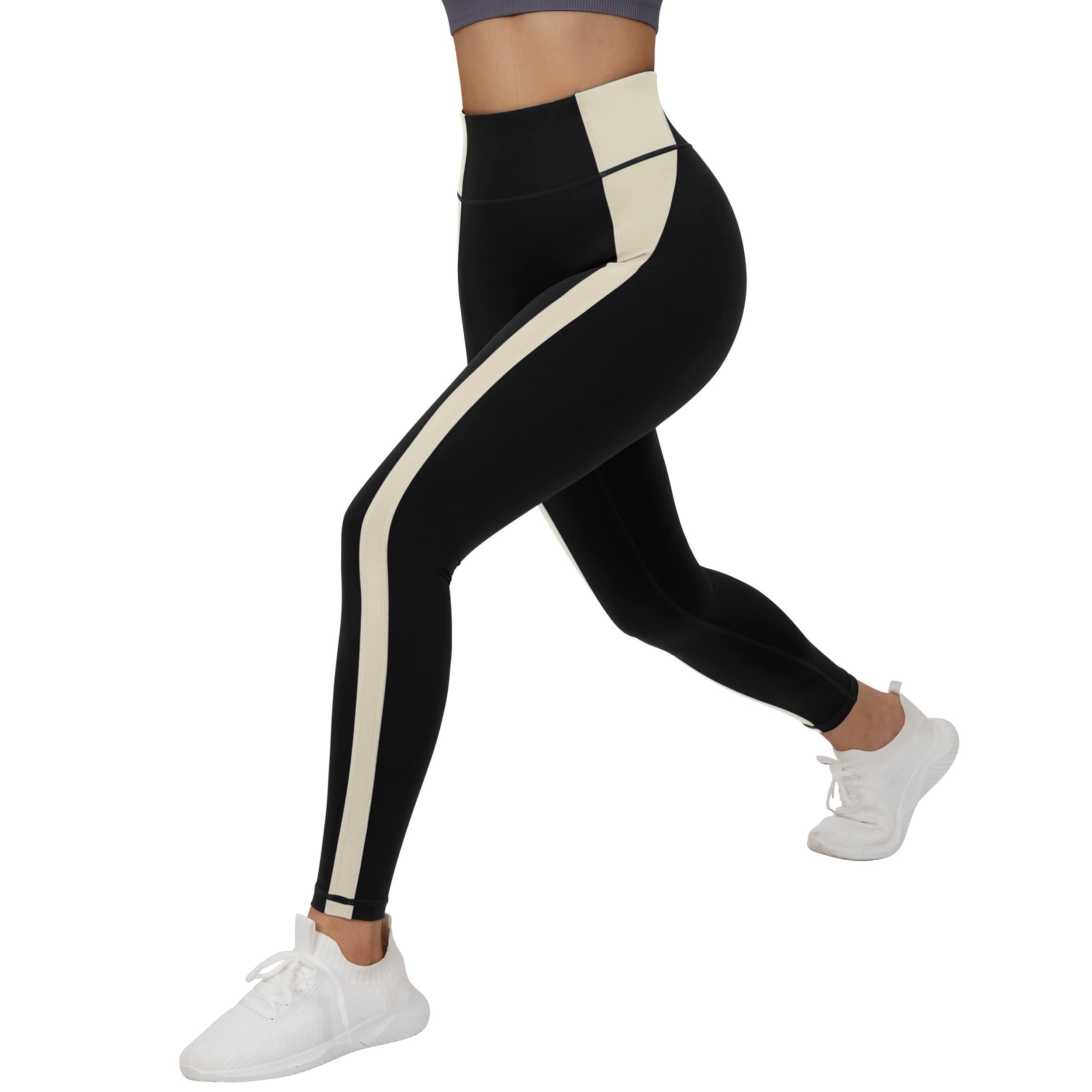MOSHENGQI Women High Wasited Leggings with Pockets Tummy Control Workout Yoga Pants(S,86-Black)