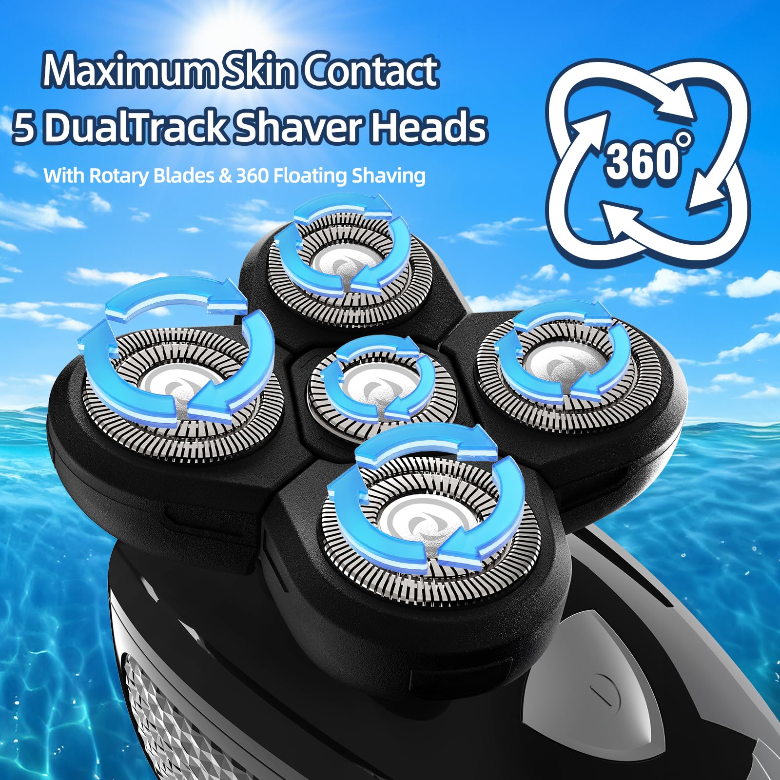 PHXCHAM Head Shavers for Bald Men,Rotary Waterproof Cordless Bald Electric Shavers, Dry Wet Shaving for Men (Silver)
