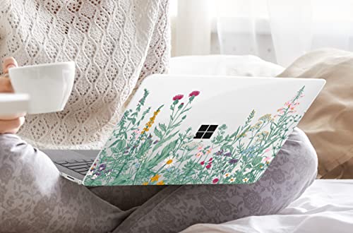 TWOLSKOO Case for 13.5" Microsoft Surface Laptop 5/4/3 with Alcantara Palm Rest Model 1958/1950, Plastic Hard Shell Case with Screen Protector + Keyboard Cover + Dust Plug, Botanical Illustration