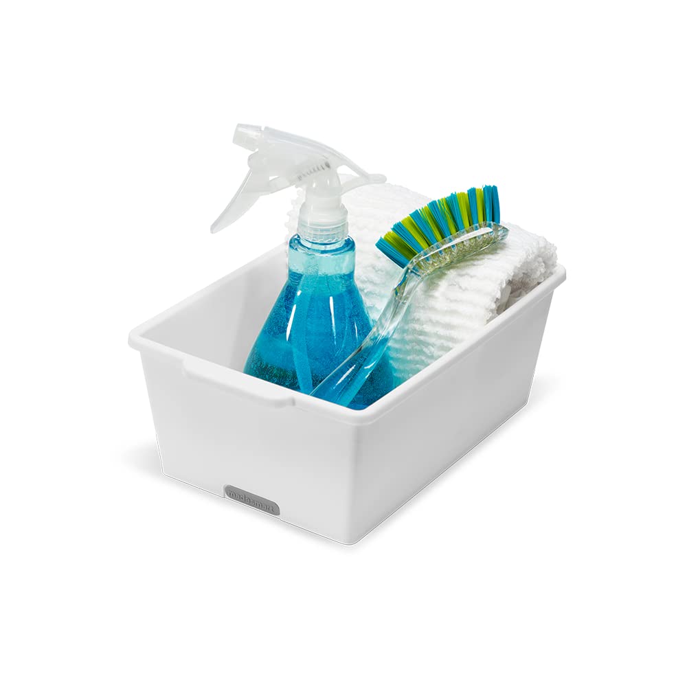 madesmart Antimicrobial Classic Small Deep Bin, Soft Grip, Non Slip Storage Organizer, Multi-Purpose Home Organization, EPA Certified, White, Pack of 6