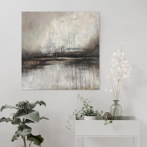 Hand Painted Abstract Original Black & White Oil Painting Modern Minimalists Textured Artwork Canvas Wall Art Home Wall Decor Paintings 20x20inch(50x50cm)