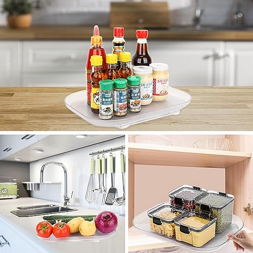 Square Lazy Susan for Refrigerator,Rectangular Fridge Turntable Lazy Susan Organizer,Countertop Condiment Storage Rack, for Cabinet, Table, Pantry, Kitchen (Large)