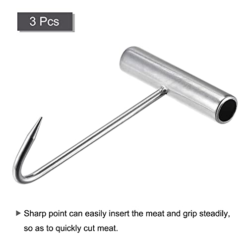 uxcell T-Handle Meat Boning Hook, Galvanized T Hooks for Kitchen Butcher Shop Restaurant 6"(150mm) 3Pcs